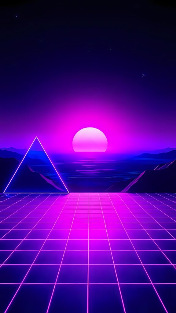 Neon Grid Sunset Wallpaper - Chicswipe