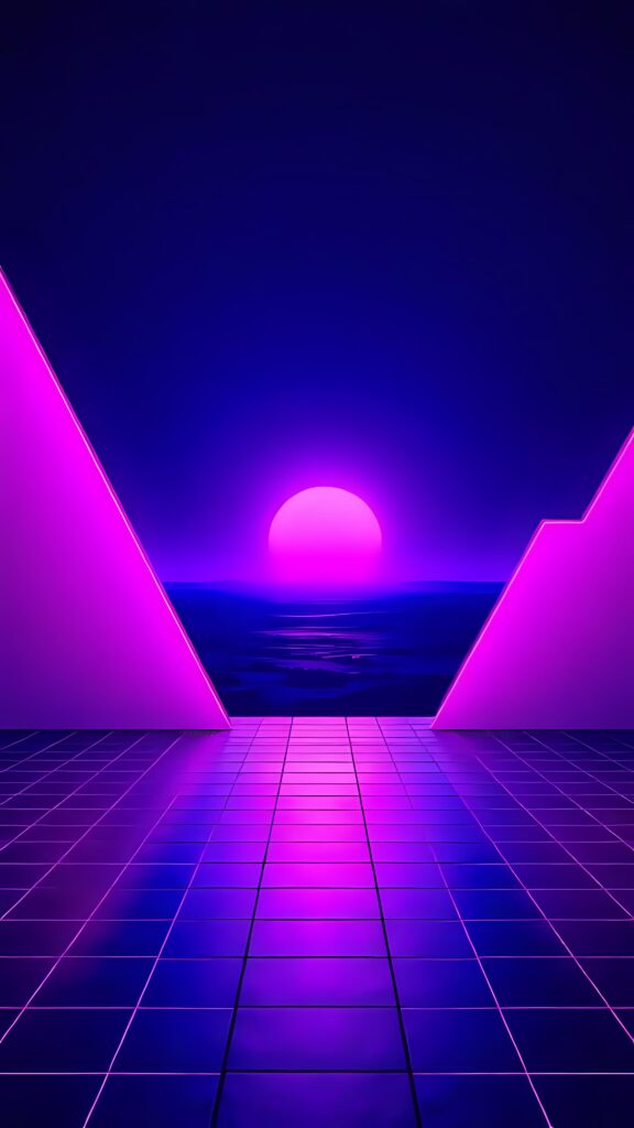 Neon Grid Sunset Wallpaper - Chicswipe