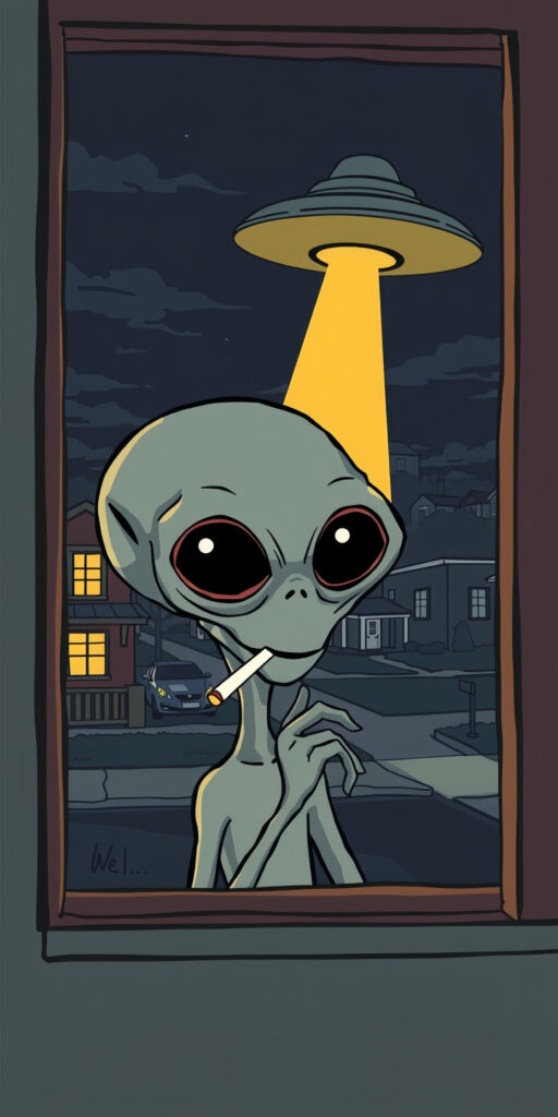 Smoking Alien UFO Wallpaper - Chicswipe
